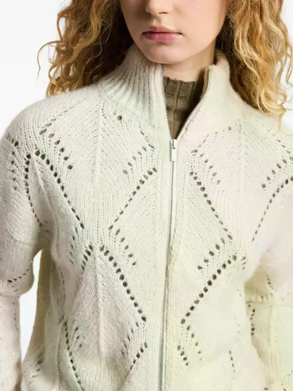 Peserico Diamond Pattern Zip-up Cardigan