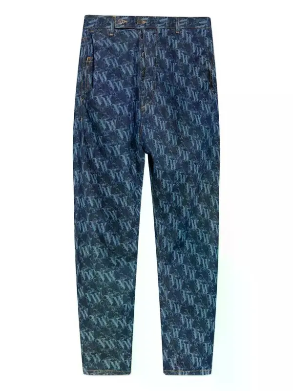 VIVIENNE WESTWOOD Monogram-pattern Tapered Jeans - Blue