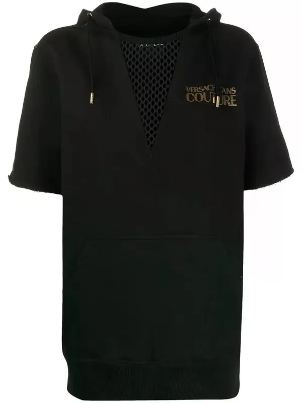 Versace Mesh Panel Hoodie - Black