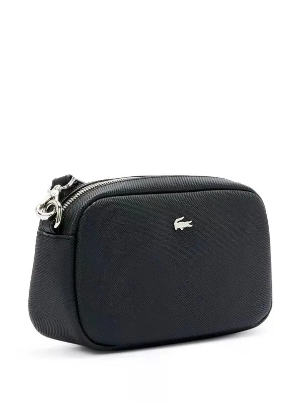 Lacoste Grained Texture Satchel With Silver-tone Logo