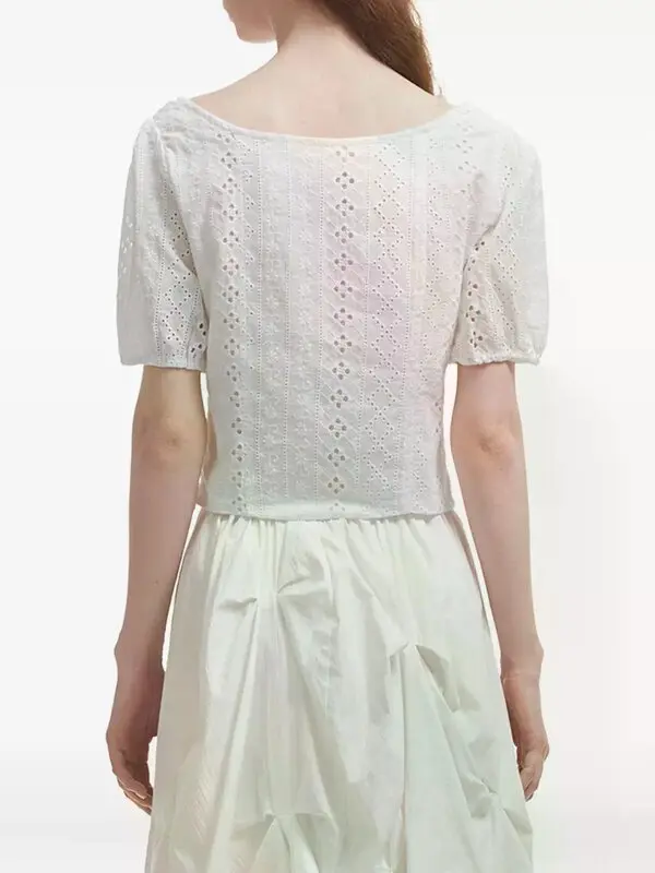 B+AB Eyelet Lace-up Puff Sleeve Top