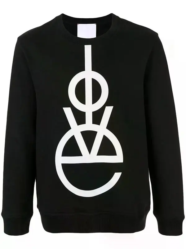 PORTS V Love Print Crewneck Sweatshirt - Black
