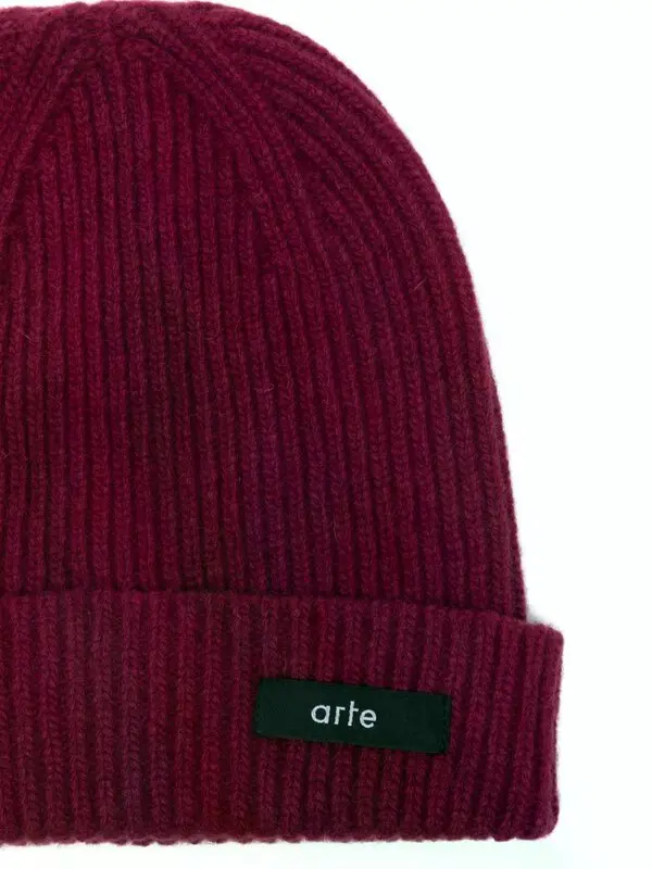 ARTE ANTWERP Ribbed Knit Beanie Hat - Red