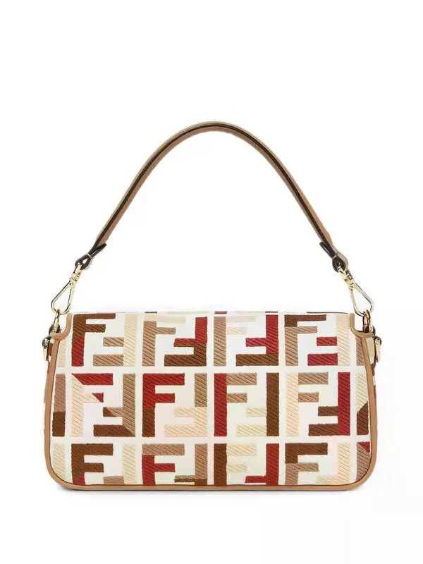Fendi Medium Baguette Ff Motif Shoulder Bag - Neutrals