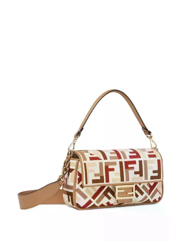 Fendi Medium Baguette Ff Motif Shoulder Bag - Neutrals