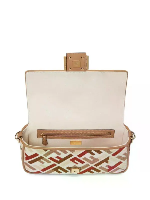 Fendi Medium Baguette Ff Motif Shoulder Bag - Neutrals