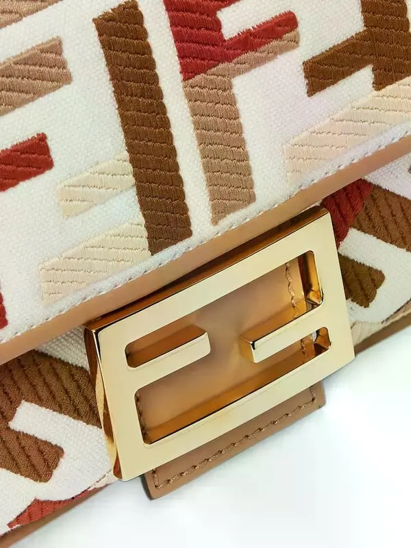 Fendi Medium Baguette Ff Motif Shoulder Bag - Neutrals