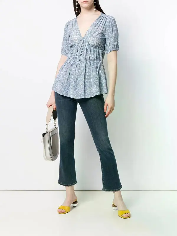 Michael Kors Floral Print V-neck Blouse