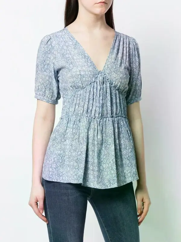 Michael Kors Floral Print V-neck Blouse