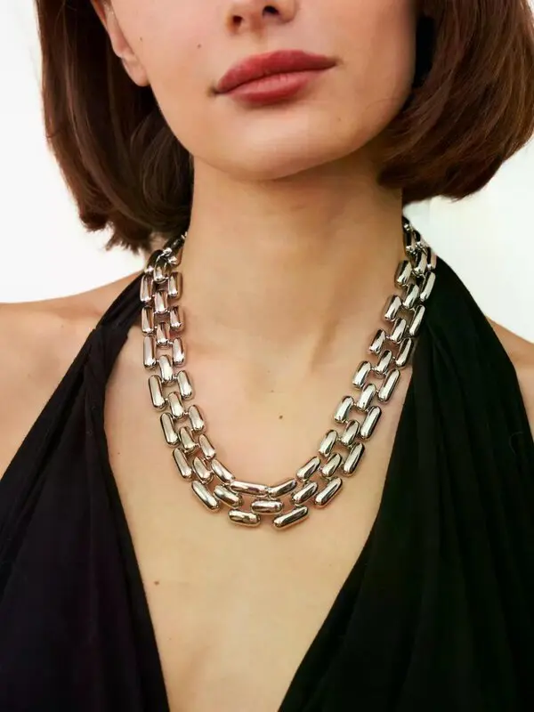 KENNETH JAY LANE Tone Polished Cable-link Necklace - Silver