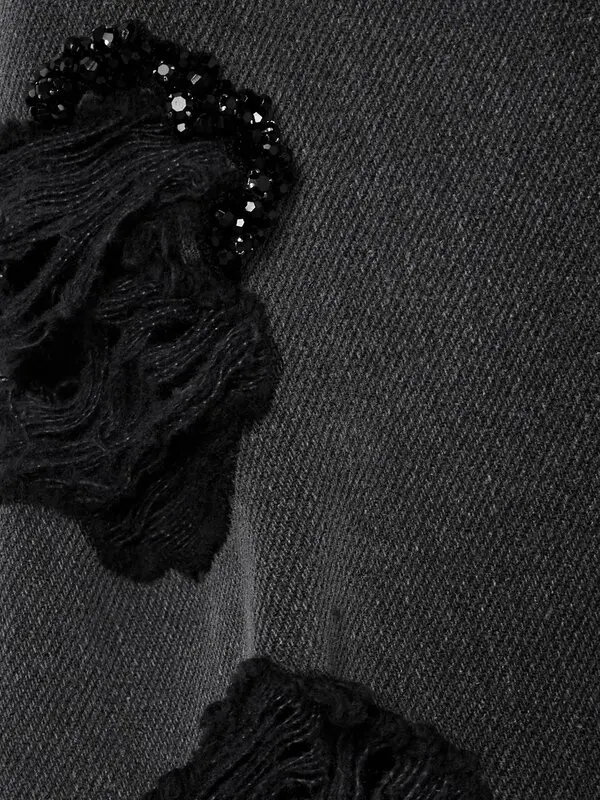 Simone Rocha Distressed Embellished Denim Mini Dress