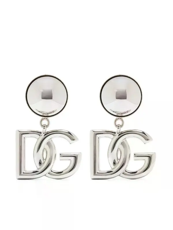 Dolce & Gabbana Logo-plaque Clip-on Earrings - Silver
