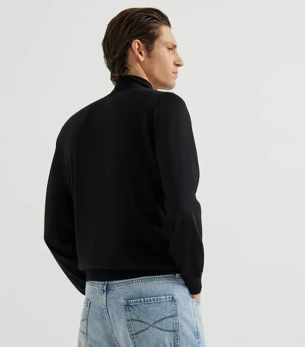 Brunello Cucinelli Silk-cashmere Rollneck Sweatshirt - Black
