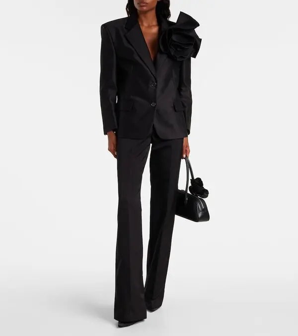 Magda Butrym Floral Appliqué Cotton Blazer