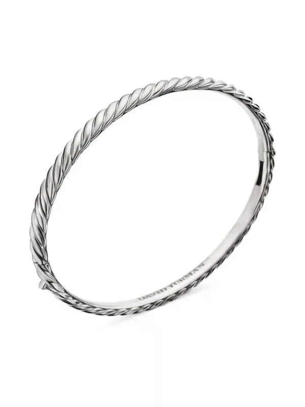 David Yurman 18kt White Gold Sculpted Cable Bangle Bracelet
