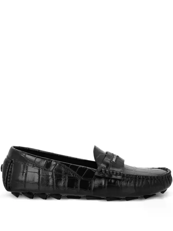 Philipp Plein Crocodile-embossed Loafers - Black