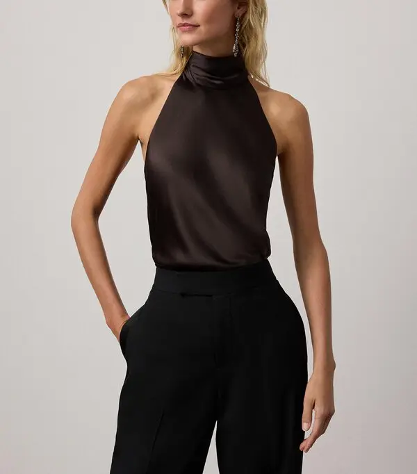 Ralph Lauren Stretch-silk Charmeuse Halter Blouse