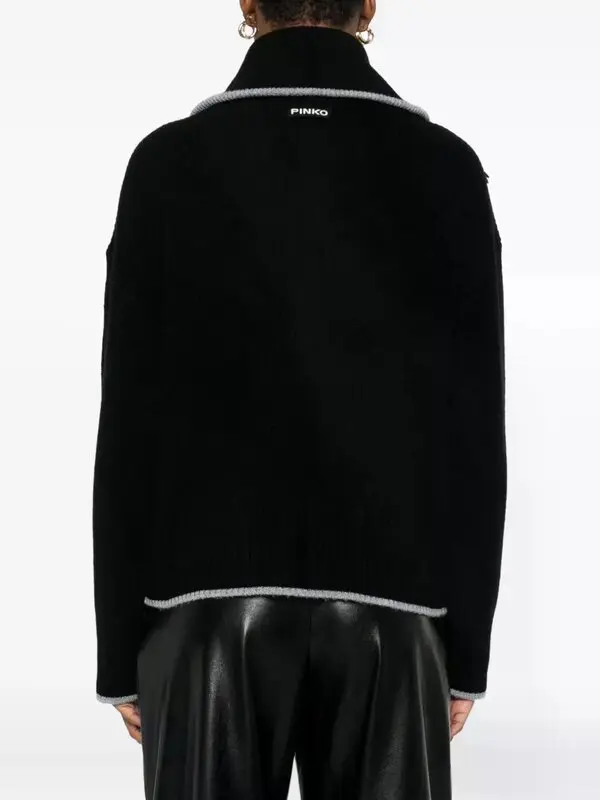 Pinko Zip-front Ribbed Knit Sweater