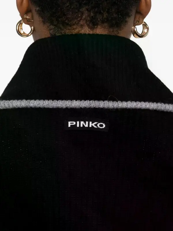 Pinko Zip-front Ribbed Knit Sweater