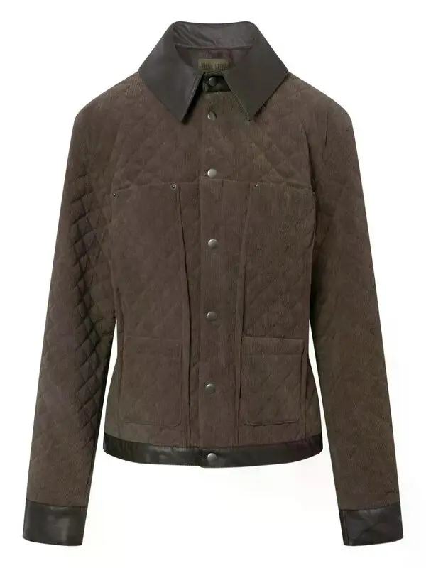 ELENA VELEZ Quilted Corduroy Jacket With Leather Trims