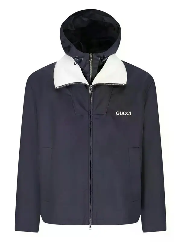Gucci Hooded Logo Detail Zip-up Jacket