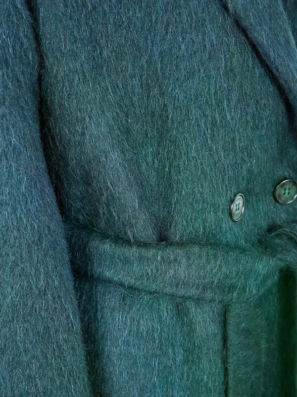 TWINSET Belted Double-breasted Wool Coat - Green