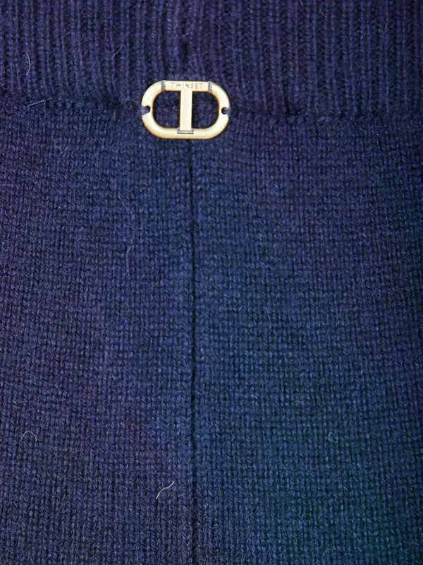 TWINSET Wool Fabric Ribbed Waistband Straight-leg Trousers