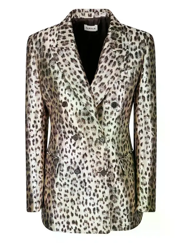 P.a.r.o.s.h Leopard Print Double-breasted Blazer