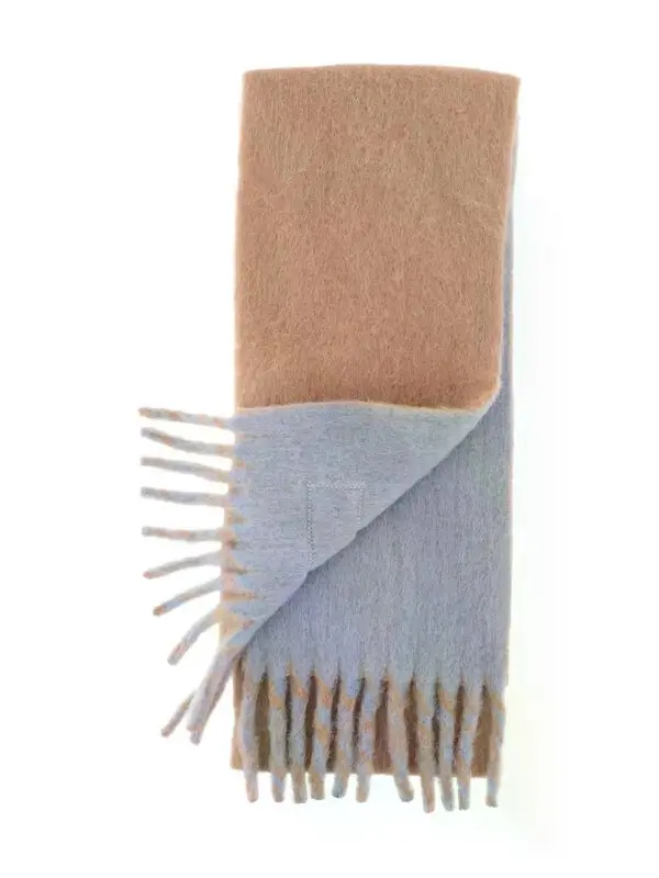 AMI Paris Fringed Logo-patch Scarf - Neutrals