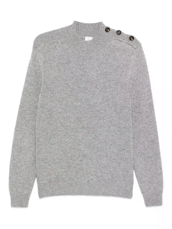 Eleventy Button-detailed Wool Mock Neck Sweater