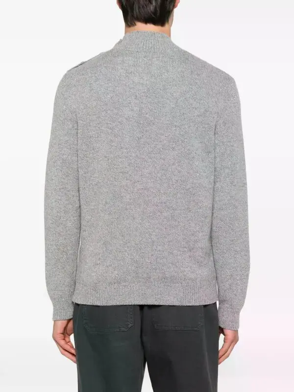 Eleventy Button-detailed Wool Mock Neck Sweater