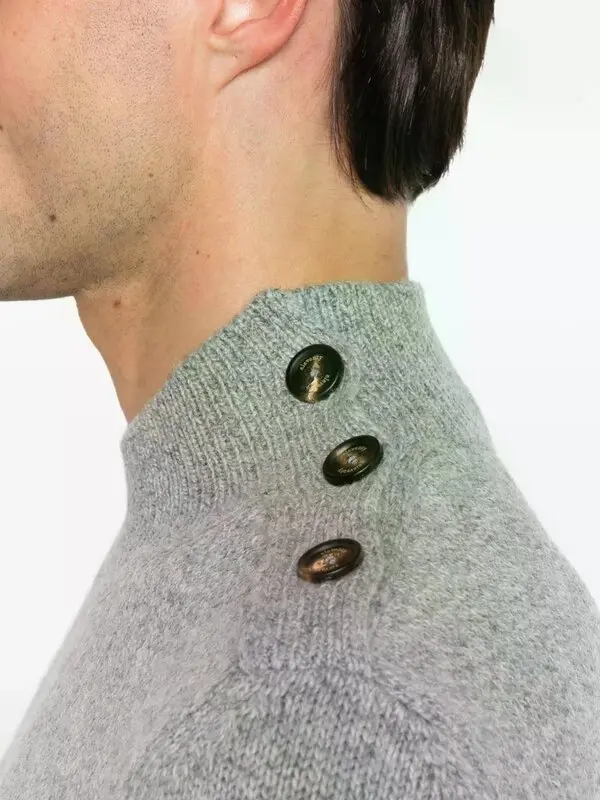 Eleventy Button-detailed Wool Mock Neck Sweater
