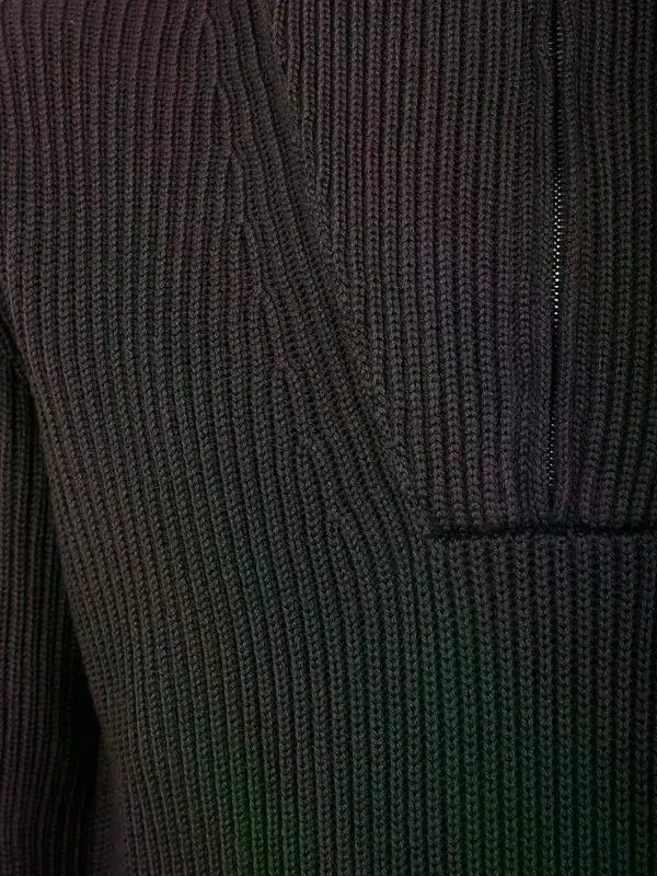 FILIPPO DE LAURENTIIS Ribbed High-neck Quarter-zip Sweater - Brown