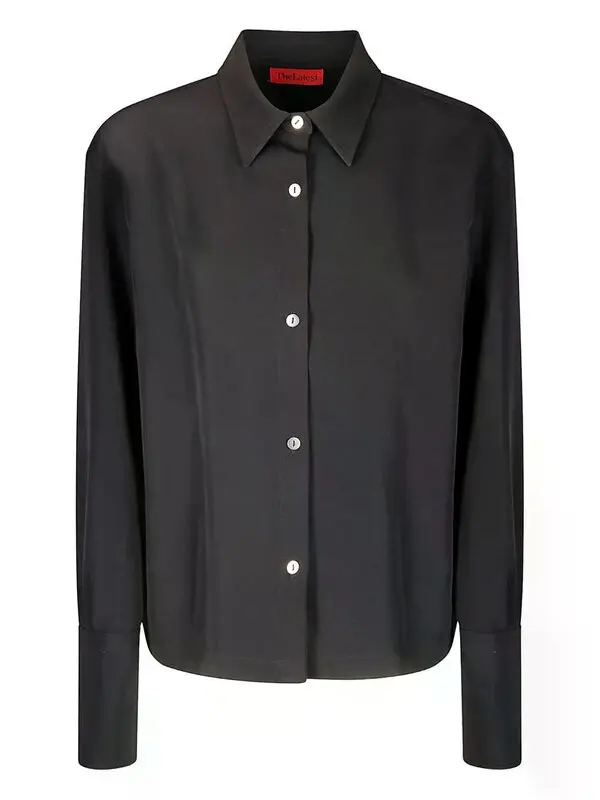 THELATEST Long Sleeve Button-down Shirt - Black