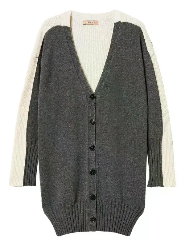 TWINSET Colour-block Cardigan With V-neck - Grey