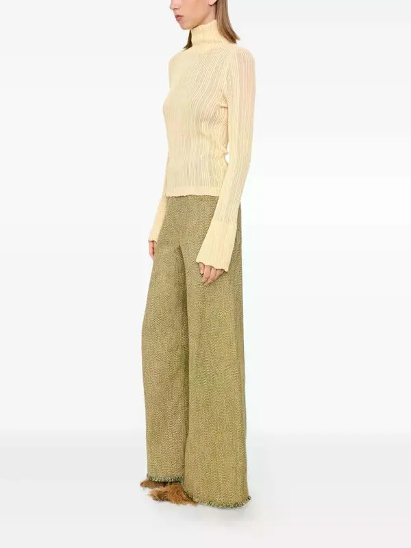 Séfr Ribbed High Neck Sweater With Bell Sleeves