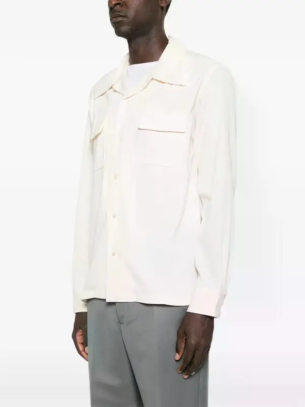 SECOND / LAYER Double-pocket Long-sleeve Shirt - Neutrals