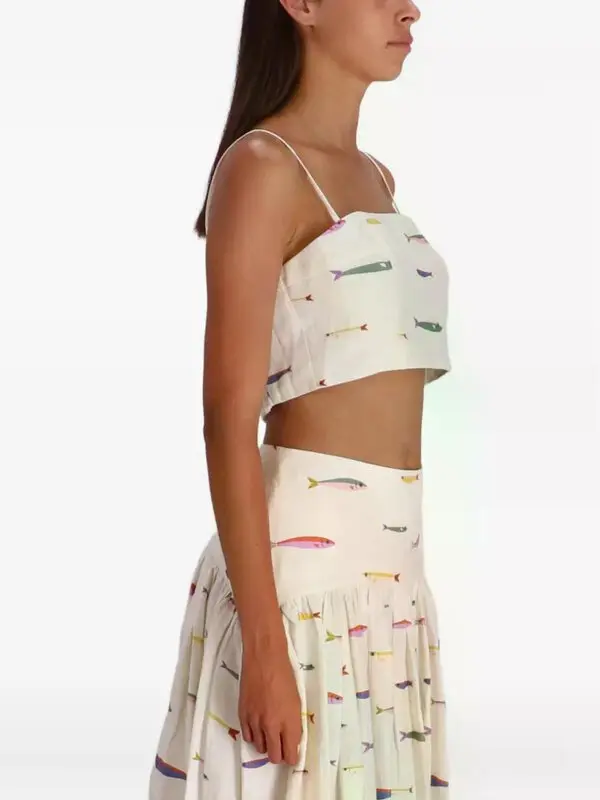 Staud Fishes Print Spaghetti Strap Top