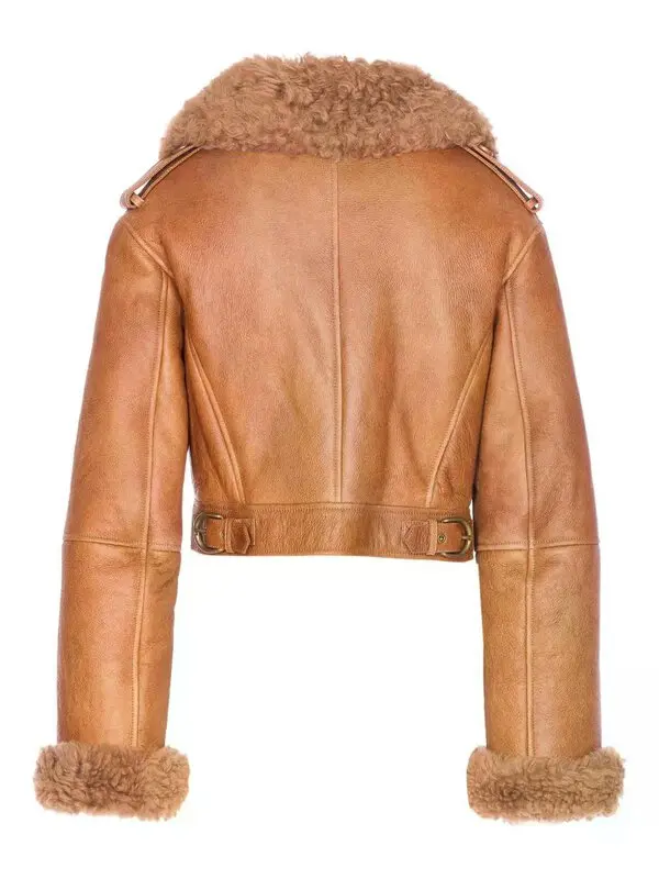 Chloé Shearling Collared Leather Jacket