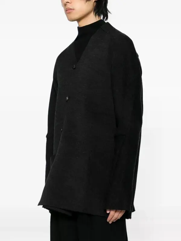 DEVOA Mélange Cardigan With V-neck And Front Button Fastening