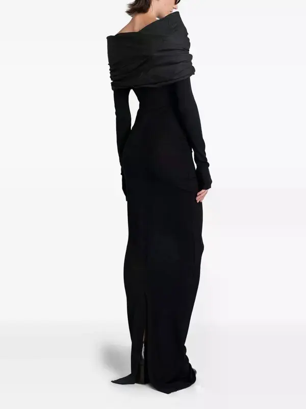 ENTIRE STUDIOS Draped Shoulder Maxi Dress - Black