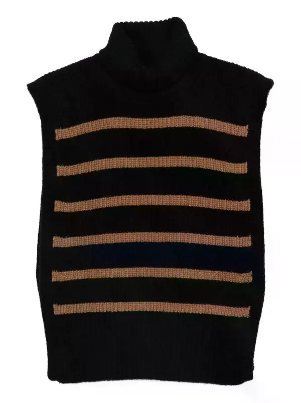 DAVANTINO Striped Wool Turtleneck Sleeveless Sweater