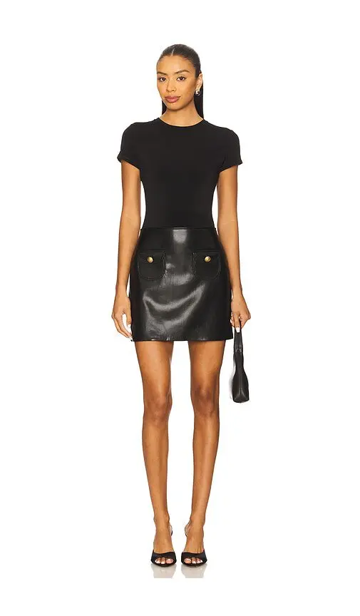 Alice + Olivia Sydney Faux Leather A-line Dress With Pocket - Black