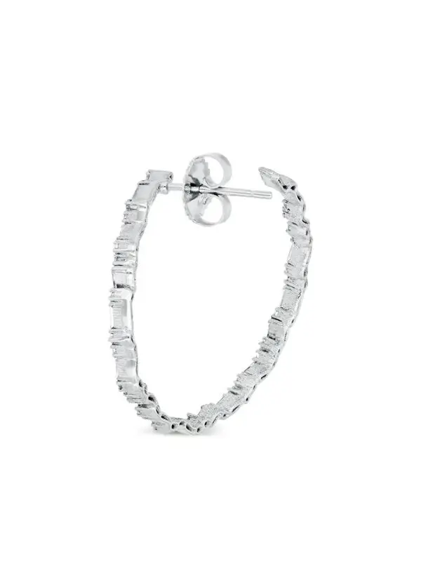 SUZANNE KALAN 18ct White Gold Diamond Spiral Hoop Earrings