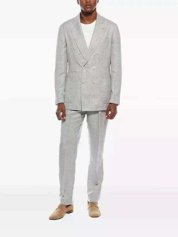 Brunello Cucinelli Double-breasted Checked Suit - Grey