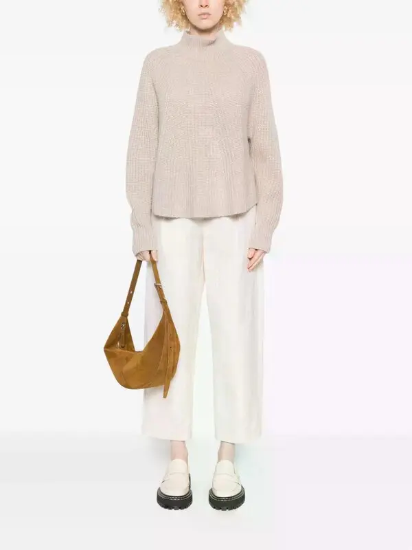 ALLUDE High-neck Ribbed Knit Sweater - Neutrals