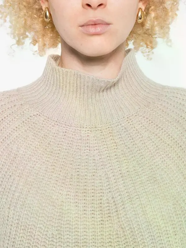 ALLUDE High-neck Ribbed Knit Sweater