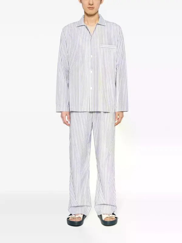 TEKLA Striped Organic Cotton Pyjama Trousers - Blue