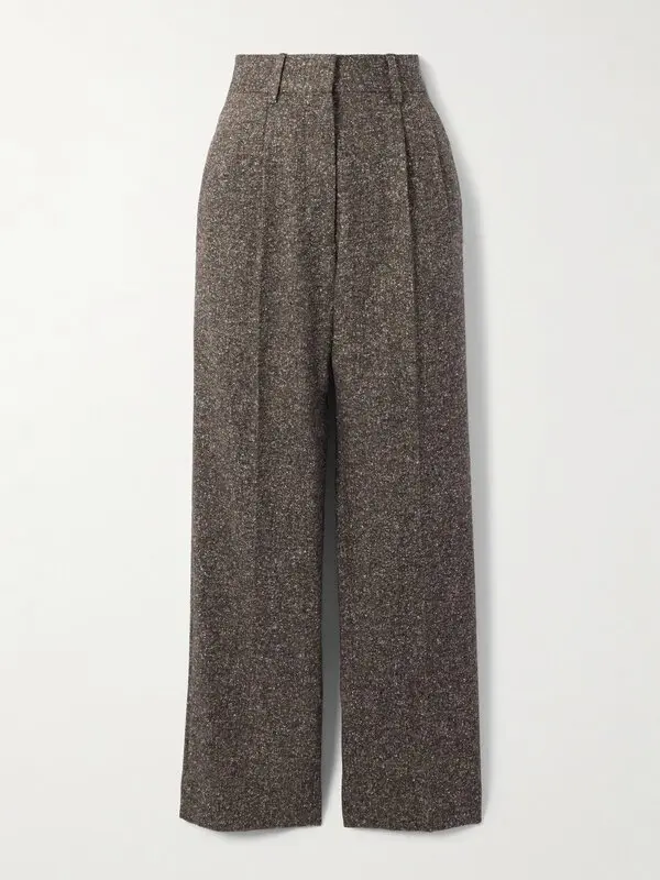 BLAZÉ MILANO Sarissa Fox Pleated Tweed Straight-leg Pants