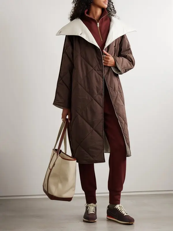 Varley Annalise Reversible Quilted Lyocell-blend Coat - Brown